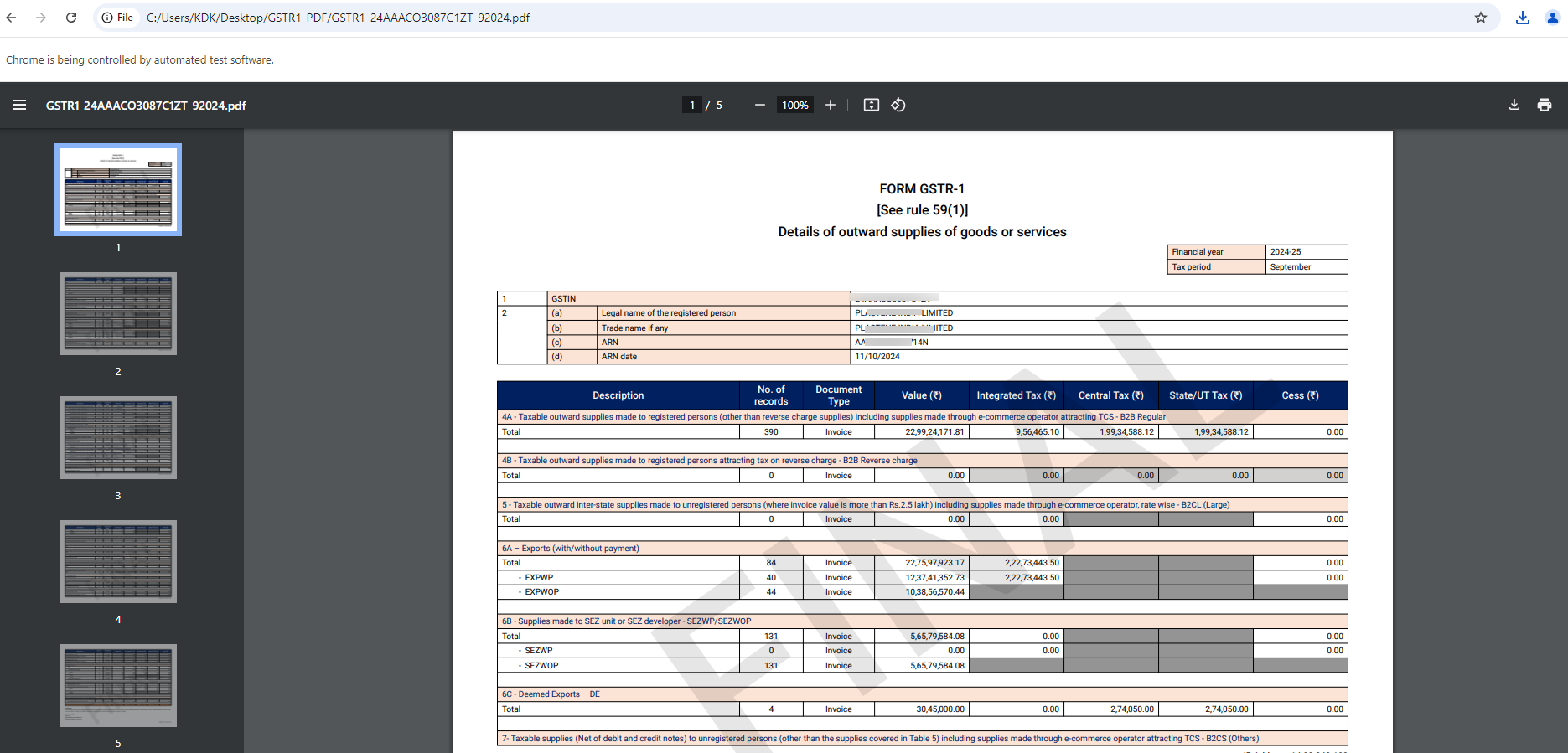 View and Download Return Acknowledgement PDF