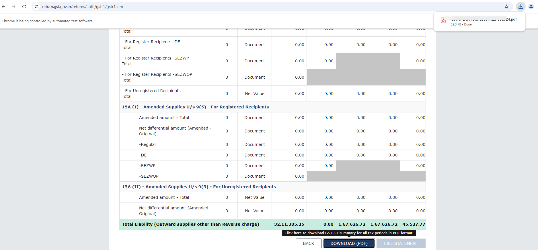 View and Download Return Acknowledgement PDF